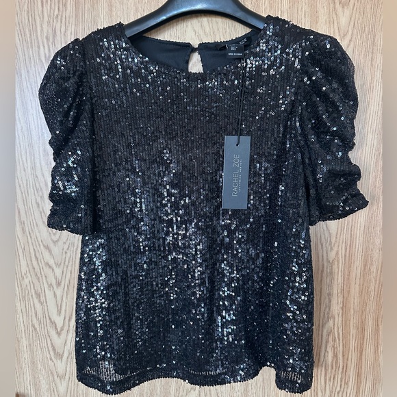 Rachel Zoe | Tops | New Rachel Zoe Black Sequins Puffed Sleeve Formal ...
